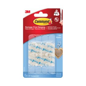 3M Command Mini Clear Hooks with Clear Strips 17006CLR | Cartridge People
