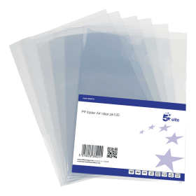 5 Star Elite Folder Cut Flush Top and Side Opening A4 Glass Clear (100 ...