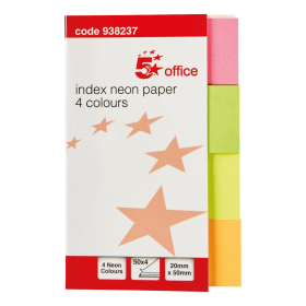 5 Star Office Index Paper Page Markers 20x50mm - Assorted Neon (1000 ...