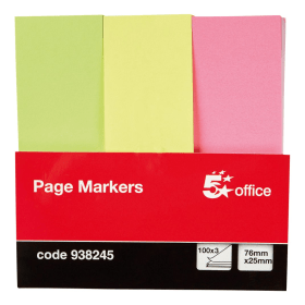 5 Star Office Index Paper Page Markers 25x76mm - Assorted Neon (300 ...