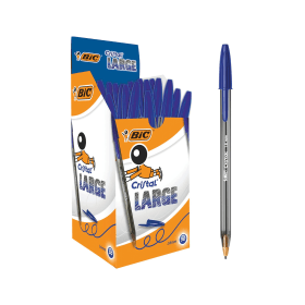 Bic Cristal Large Ballpoint Pen 0.6mm Line Blue (50 Pack) 880656 | Cartridge People