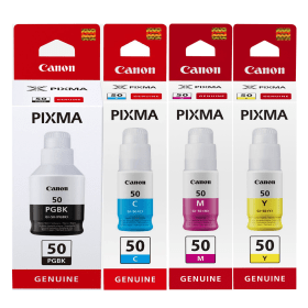 Canon GI-50 (PGBK/C/M/Y) Original Black & Colour Ink Bottle 4 Pack ...