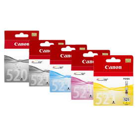 Canon PGI-520BK, CLI-521 BK/C/M/Y Original Black & Colour Ink Cartridge ...