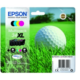 Epson 34XL Black & Colour High Capacity Ink Cartridge 4 Pack (Original ...