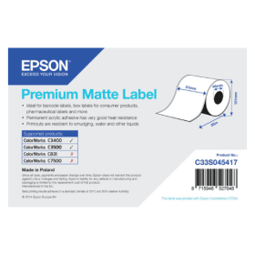 Epson C33S045417 Premium Matte Continuous Ticket Roll 51mm x 35m ...