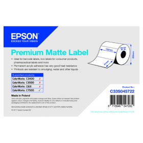 Epson (C33S045722) Original White Premium Matte Labels 102mm x 51mm ...