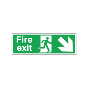 Safety Sign Fire Exit Running Man Arrow Down/Right 150x450mm Self ...