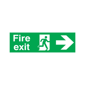 Safety Sign Fire Exit Running Man Arrow Right 150x450mm PVC FX04411R ...