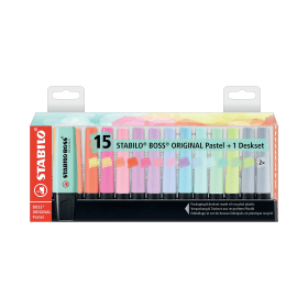 Stabilo Boss Original Highlighters Desk Set Pastel (Pack of 15) 7015-02 ...